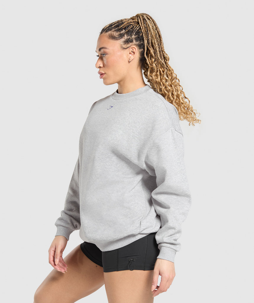 Gymshark Heavy Duty Graphic Oversized Pullover - Light Grey Core Marl | Gymshark