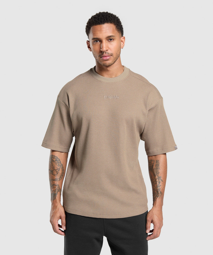 Gymshark Waffle Oversized T-Shirt - Lifestyle Brown | Gymshark