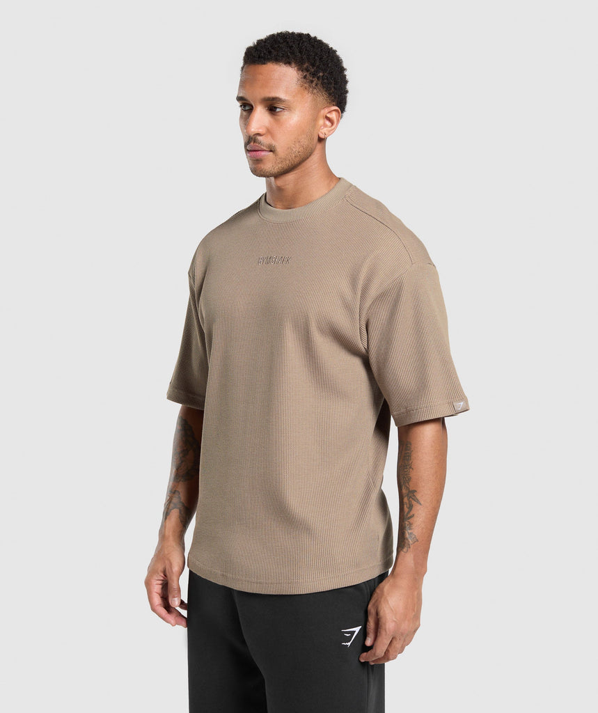 Gymshark Waffle Oversized T-Shirt - Lifestyle Brown | Gymshark